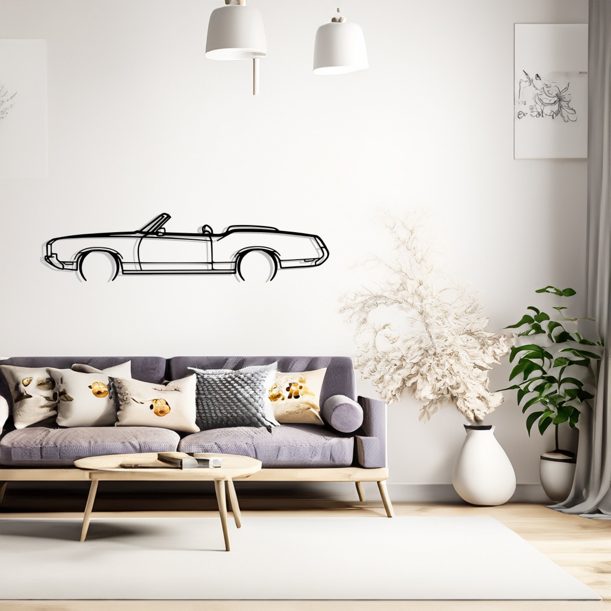 Cutlass Convertible 1972 Detailed Silhouette Metal Wall Art, Birthday ...