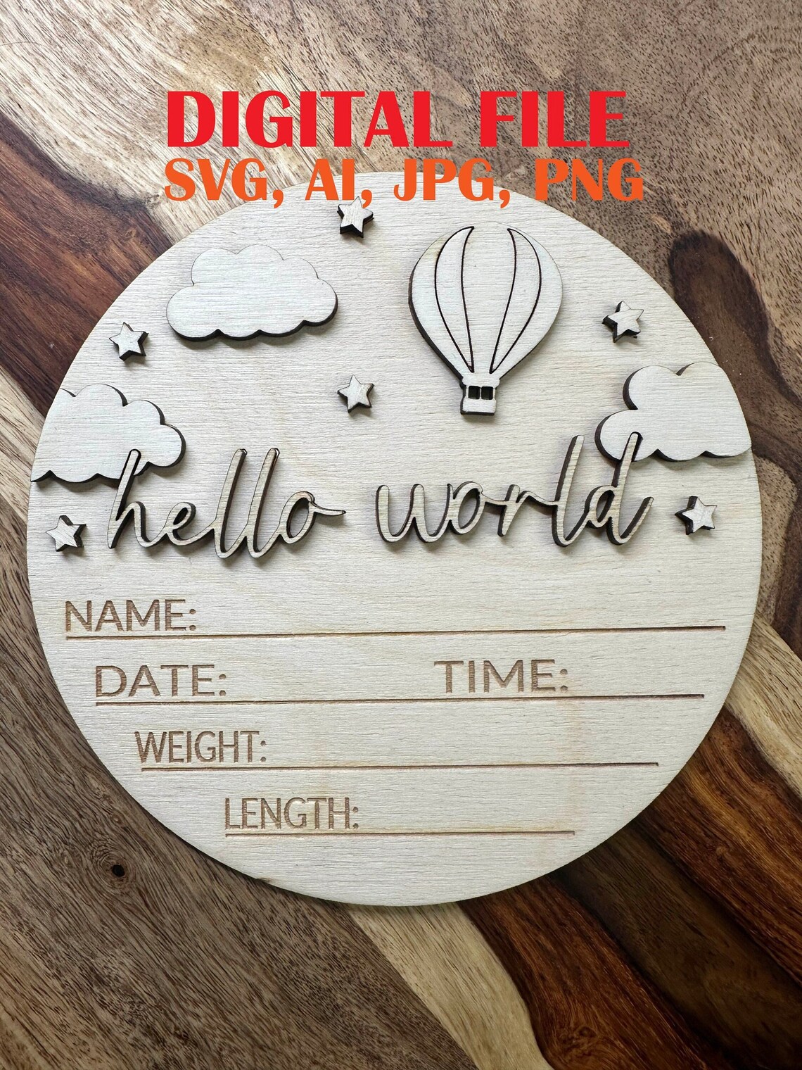Customizable Baby Announcement, "hello World" Digital File- SVG, AI ...