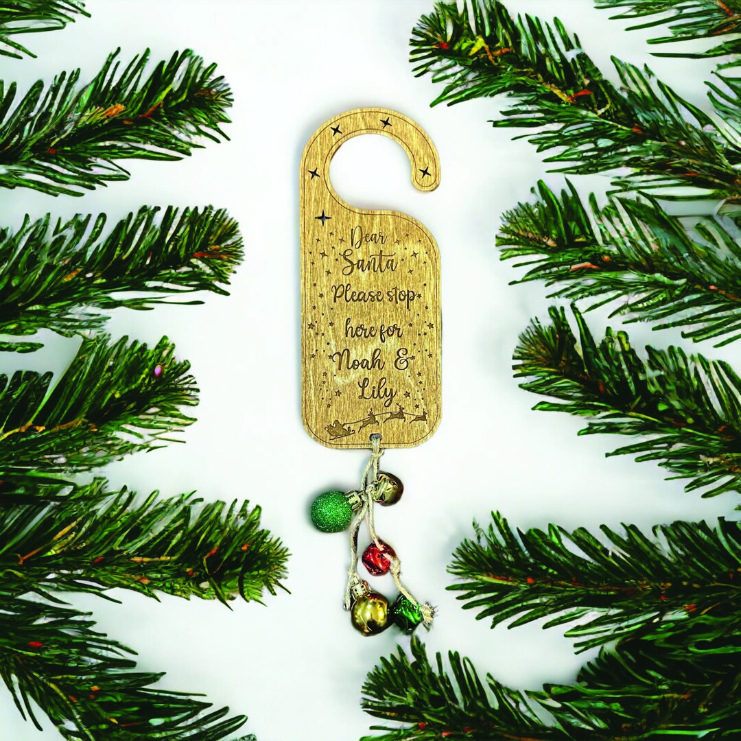 Dear Santa Please Stop Here Personalized Door Hanger - Etsy