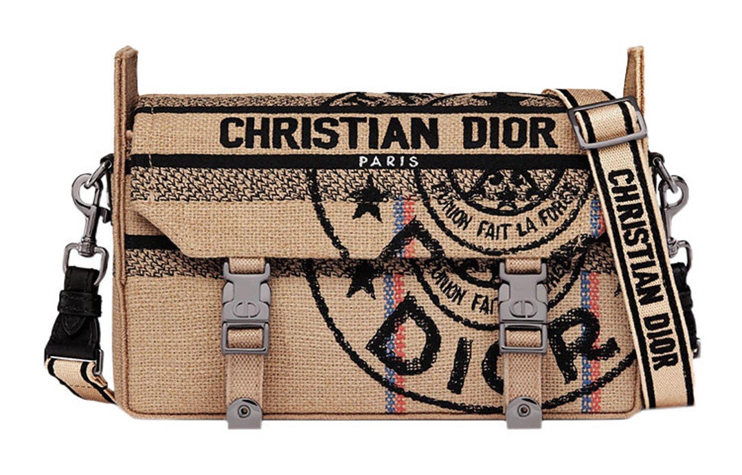 DIO-R Classic Letters CD Logo Buckle Open and Close Jute Canvas ...