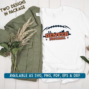 Arched Denver Football Skyline Digital Art | Layered | SVG, PNG, PDF ...