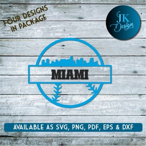 Miami Baseball City Skyline for Cutting - SVG, AI, PNG, Cricut and ...