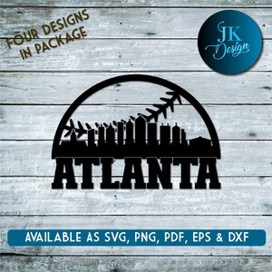 Atlanta Baseball City Skyline for Cutting - SVG, AI, PNG, Cricut and ...