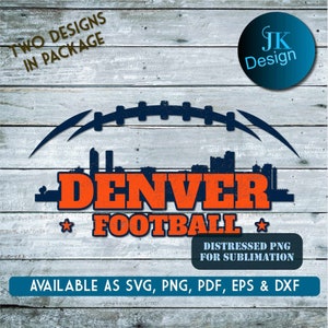 Arched Denver Football Skyline Digital Art | Layered | SVG, PNG, PDF ...