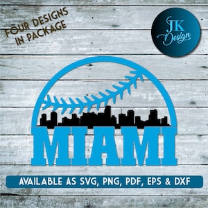 Miami Baseball City Skyline for Cutting - SVG, AI, PNG, Cricut and ...