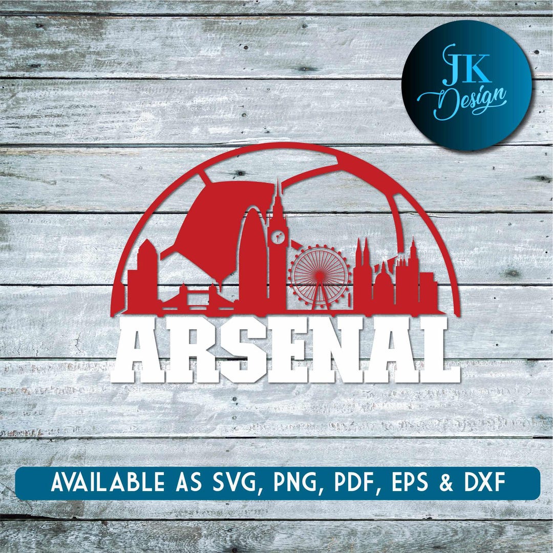 Arsenal London Soccer Skyline Digital Art | SVG, PNG, PDF | Silhouette ...