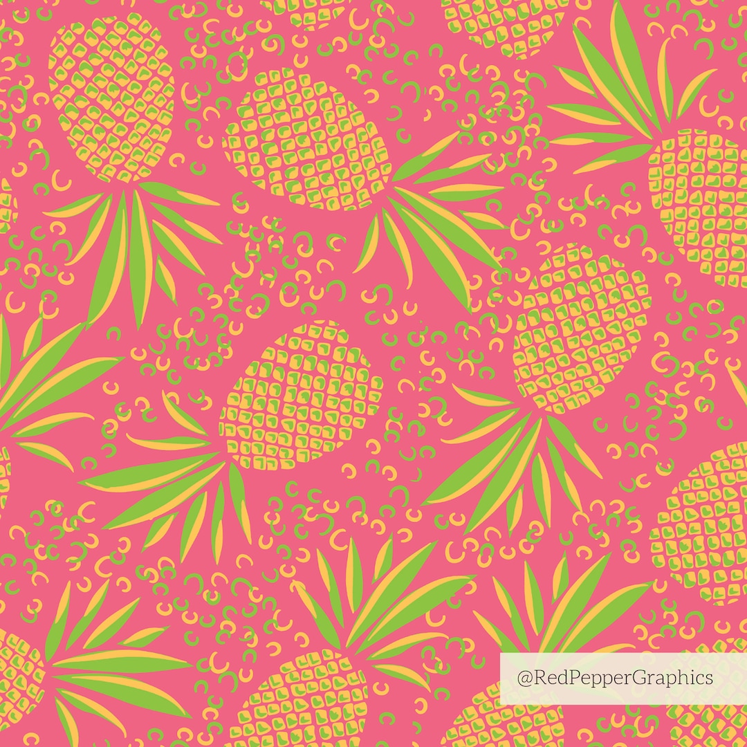 Tropical Pineapple Seamless Pattern, Tropical Hawaiian Vintage Fabric ...