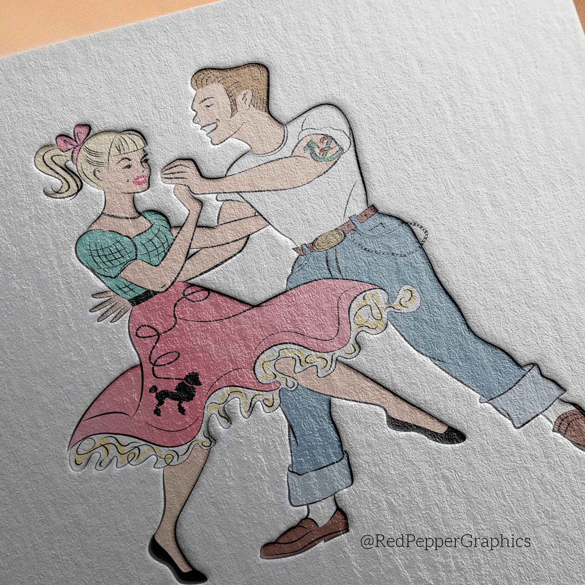 1950s Rock N Roll Dancers Clipart PNG Sublimation File, Retro ...