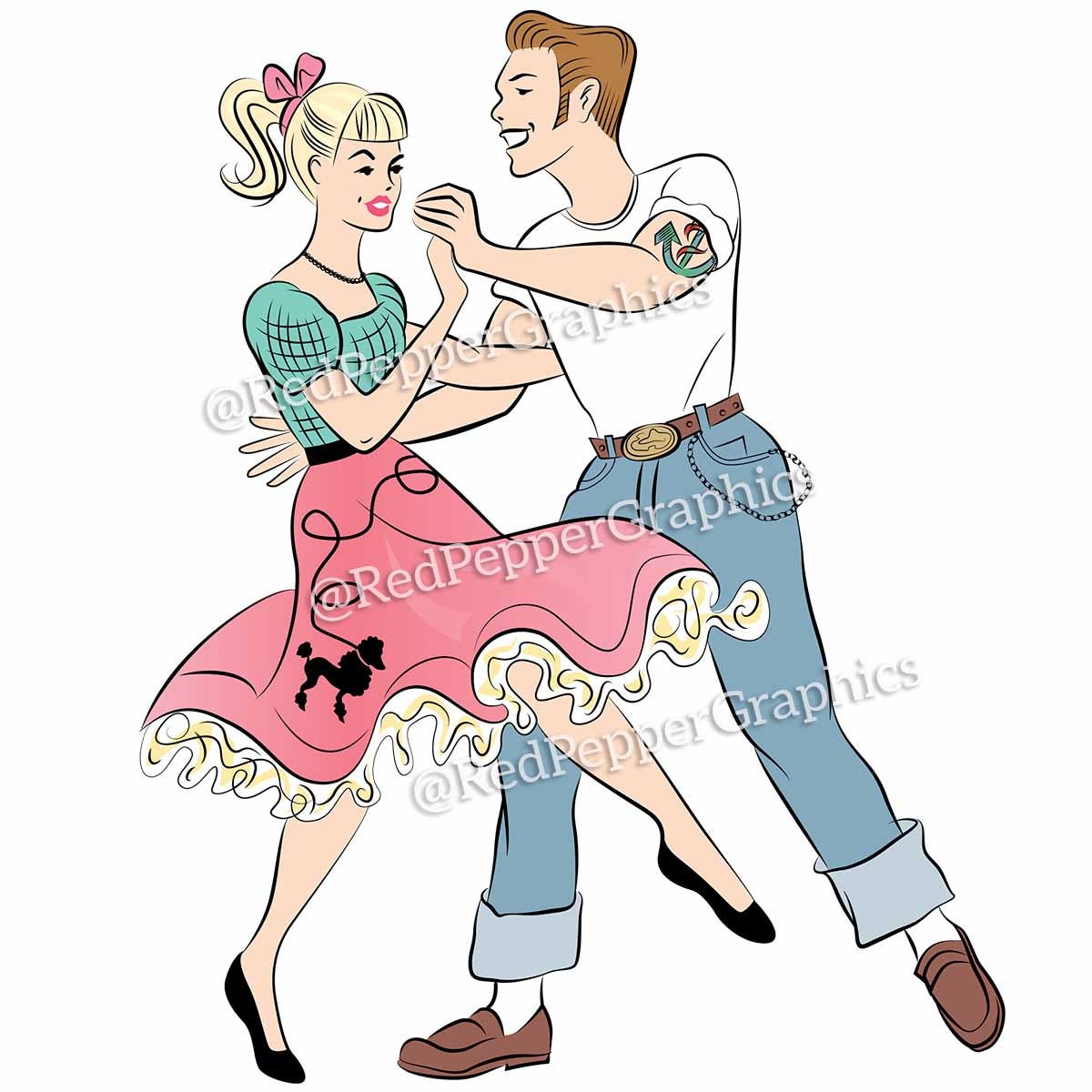 1950s Rock N Roll Dancers Clipart PNG Sublimation File, Retro ...