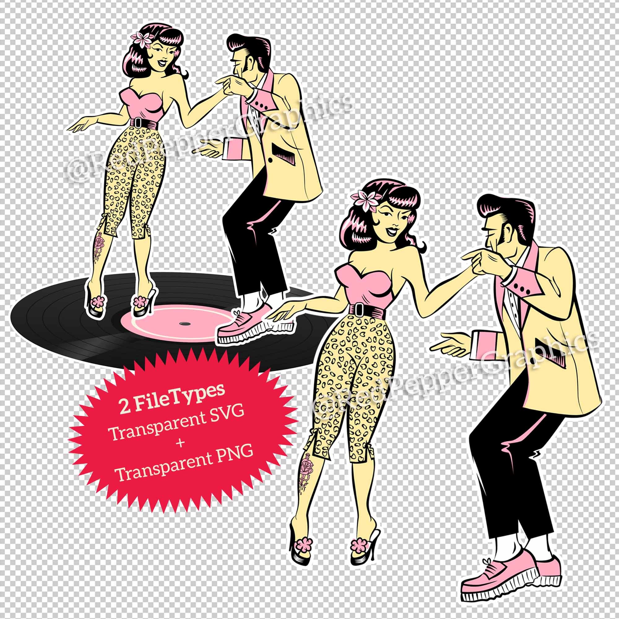 Rockabilly Dancers PNG SVG Sublimation File, Retro Rock and Roll Teddy ...