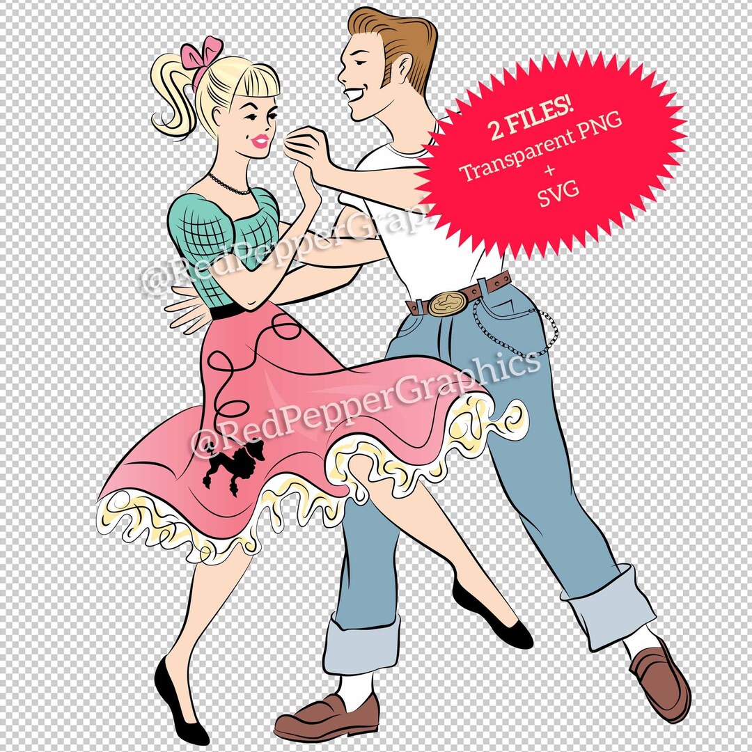 1950s Rock N Roll Dancers Clipart PNG Sublimation File, Retro ...