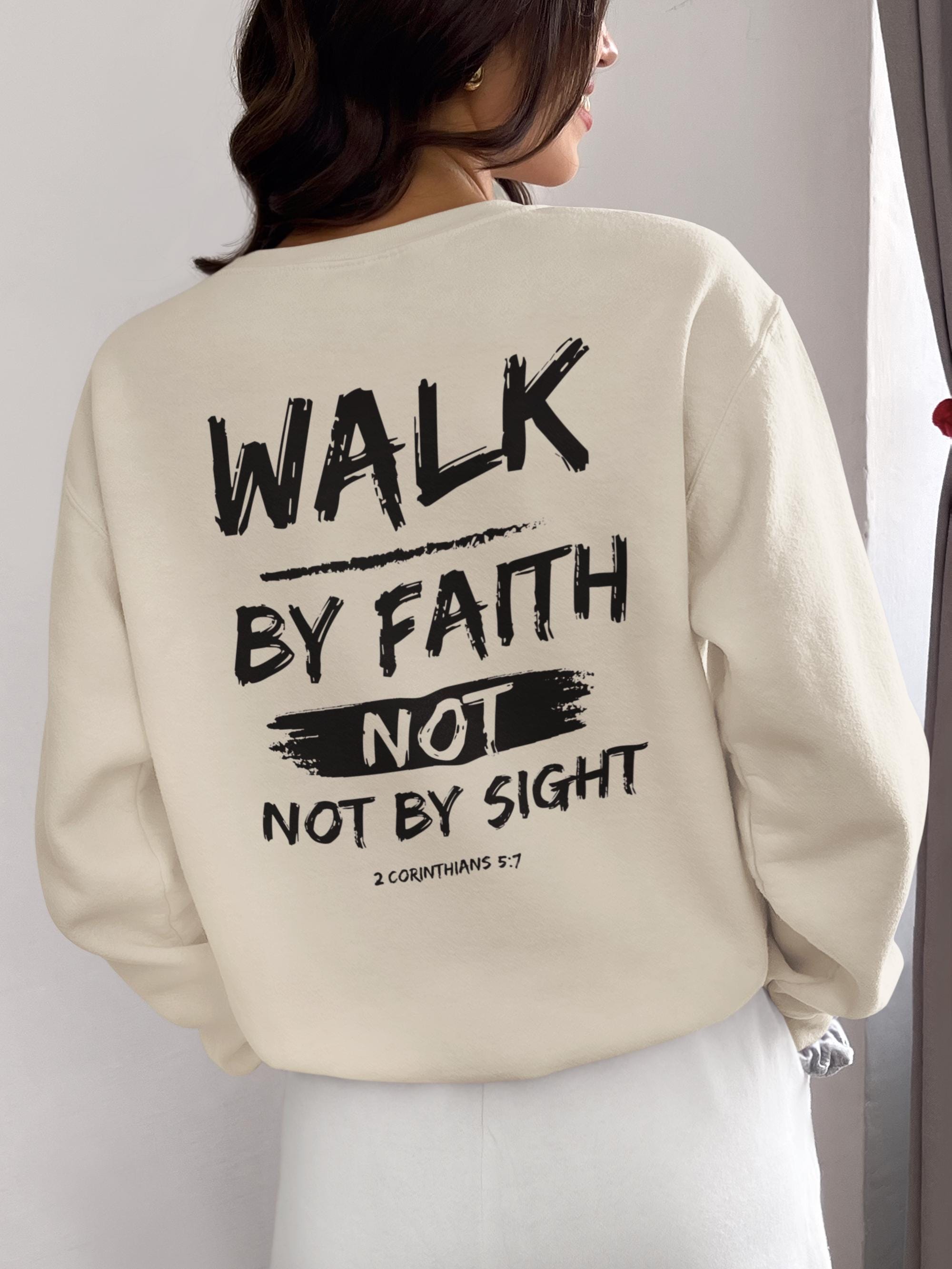 Walk by Faith Christian Sweater: Inspirational Bible Verse Pullover - Etsy