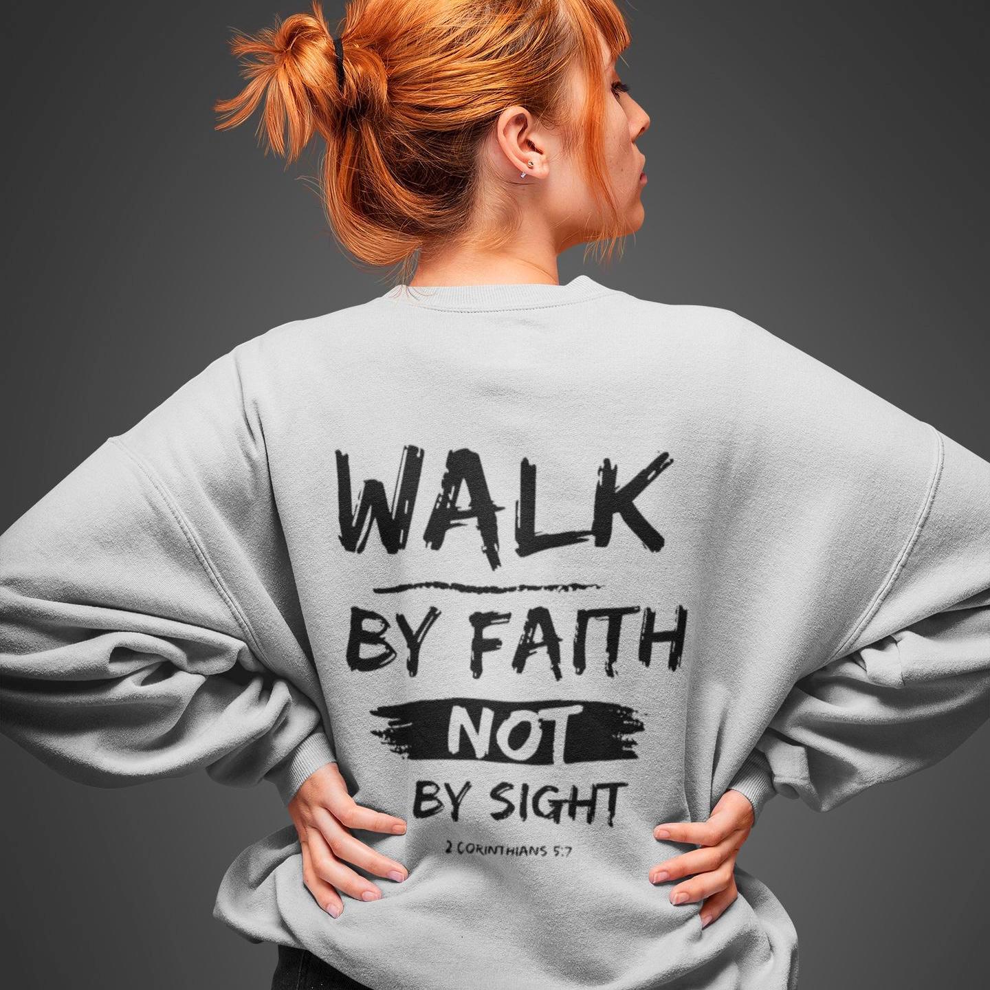 Walk by Faith Christian Sweater: Inspirational Bible Verse Pullover - Etsy