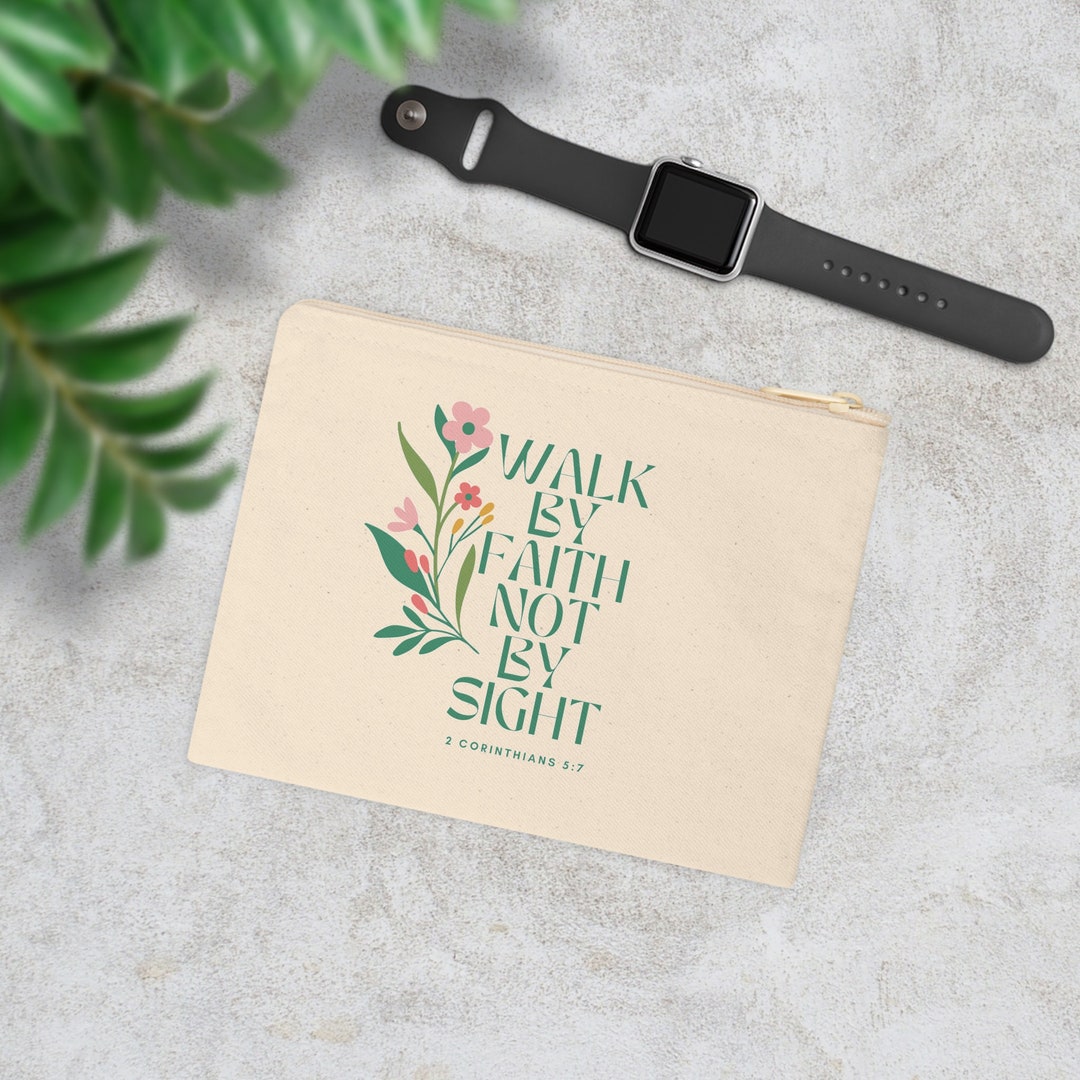 Faith Zipper Pouch | Walk by Faith Makeup Bag | Mini Tote Bag Gift for ...