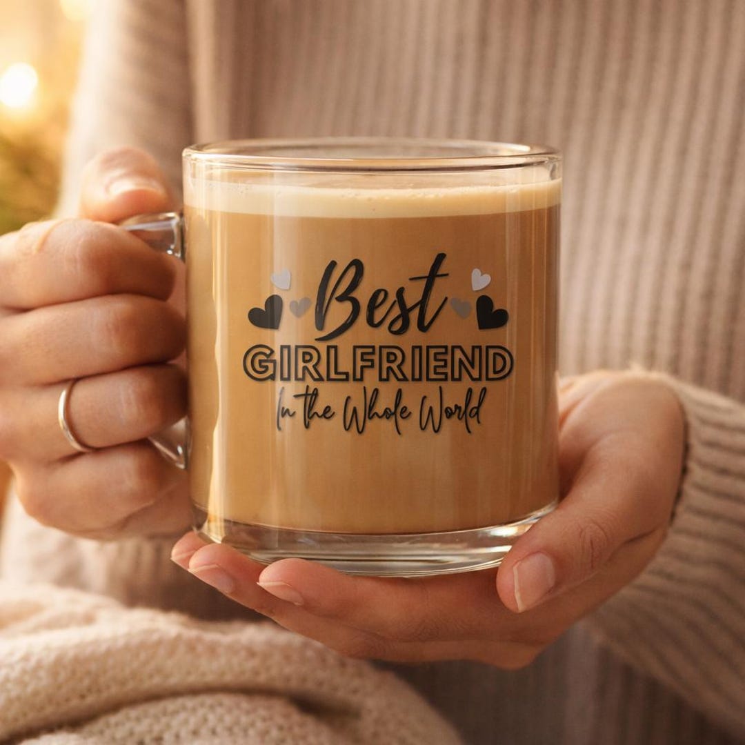 Best Girlfriend Mug | Clear Glass Coffee Mug 10oz | Cute Romantic Gift ...