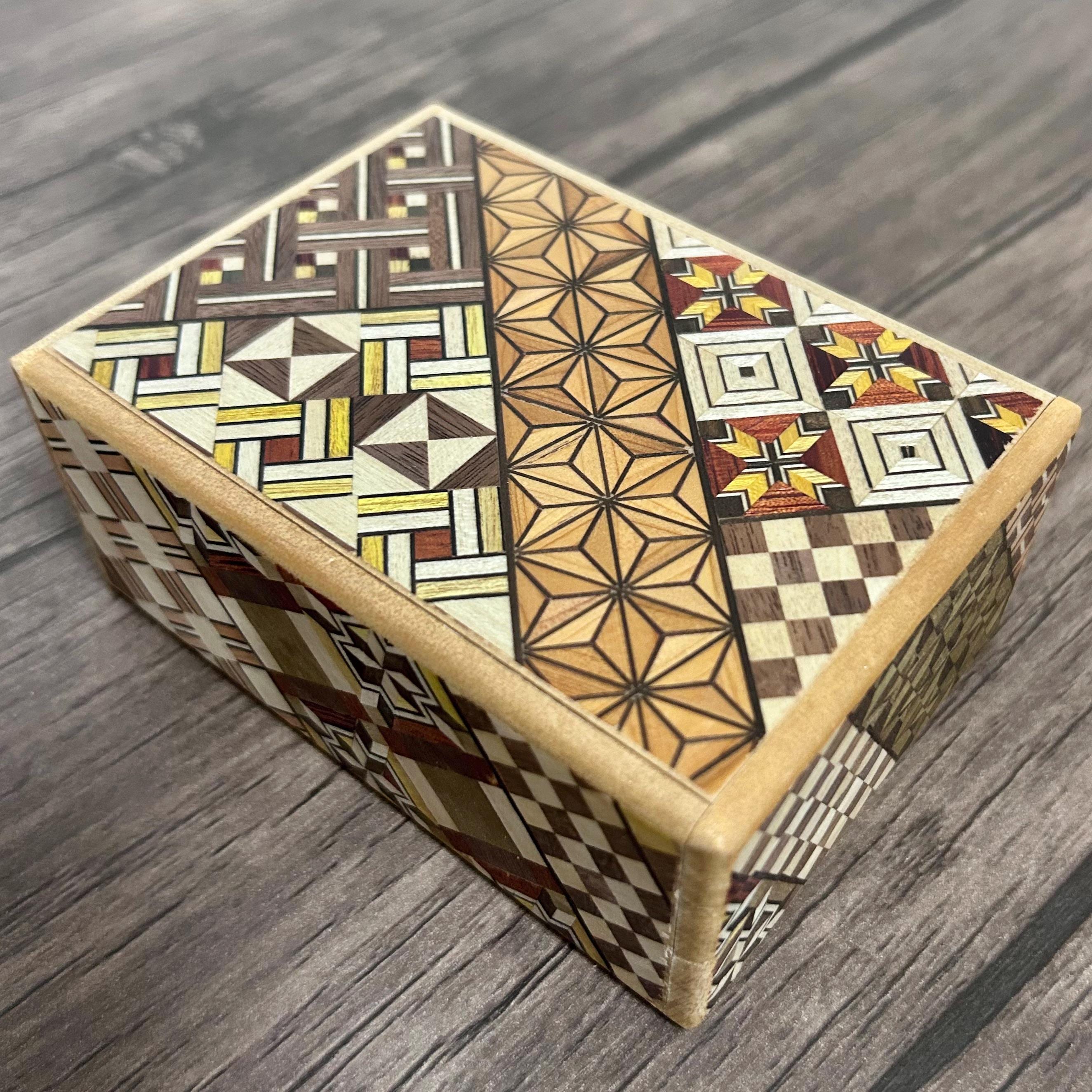 Yosegi Secret Puzzle Box 4-sun – 7-step Himitsu-bako | Handmade ...