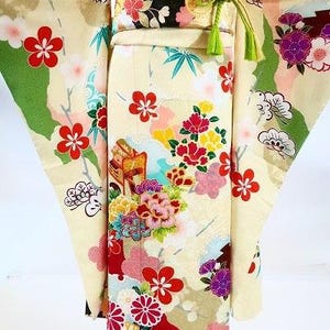 Japanese Kimono Furisode 5set Luxurious Wedding Pure Silk Plum Cherry ...