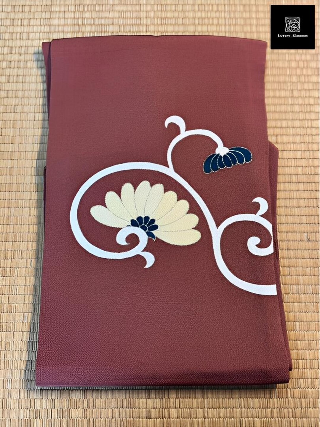 Obi Kimono Red Color Flower Pattern Wedding Simple Plant Nagoyaobi ...