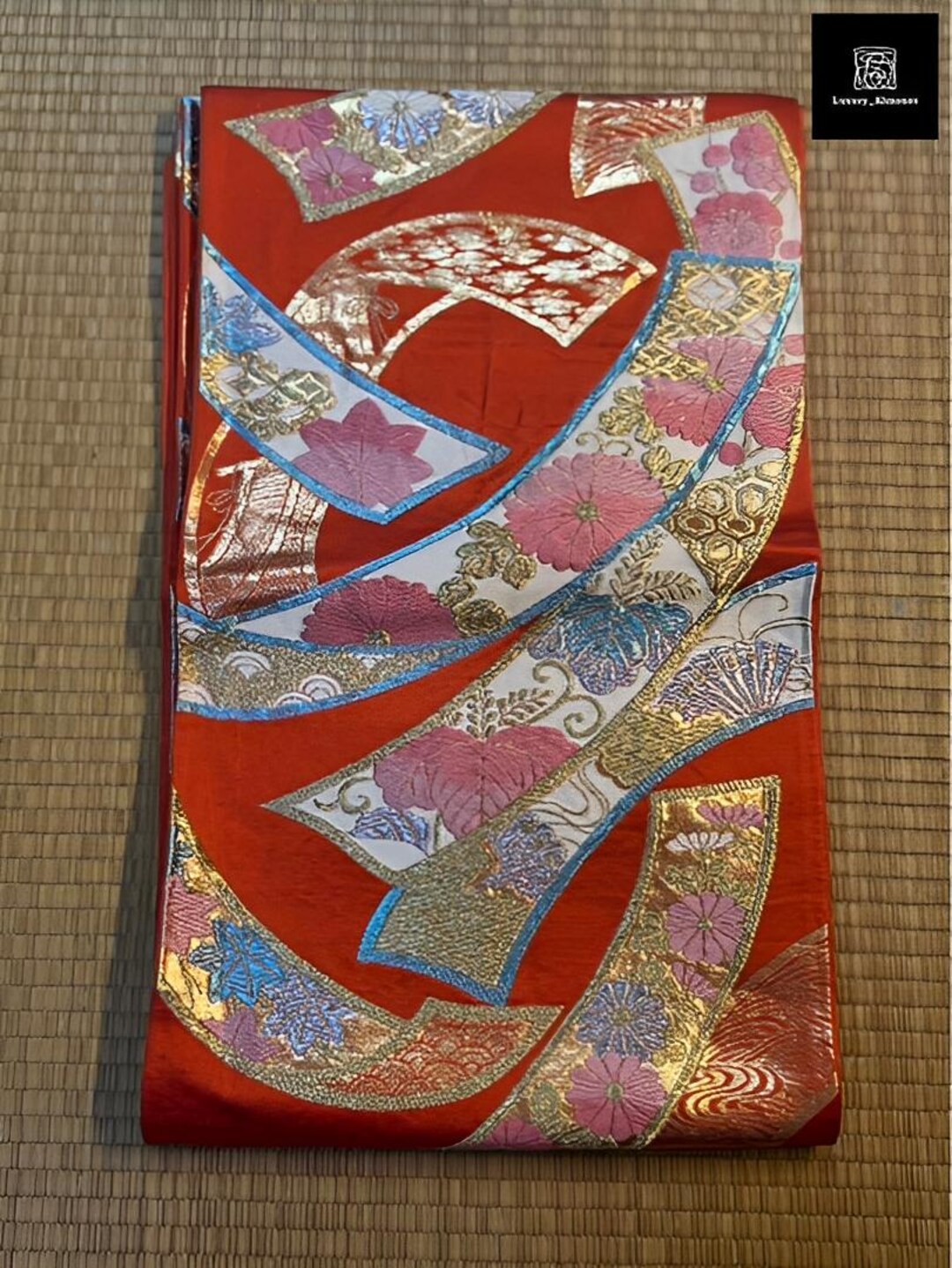 Obi Kimono Red Color Noshi Pattern Wedding Premium Pure Silk Fukuroobi ...