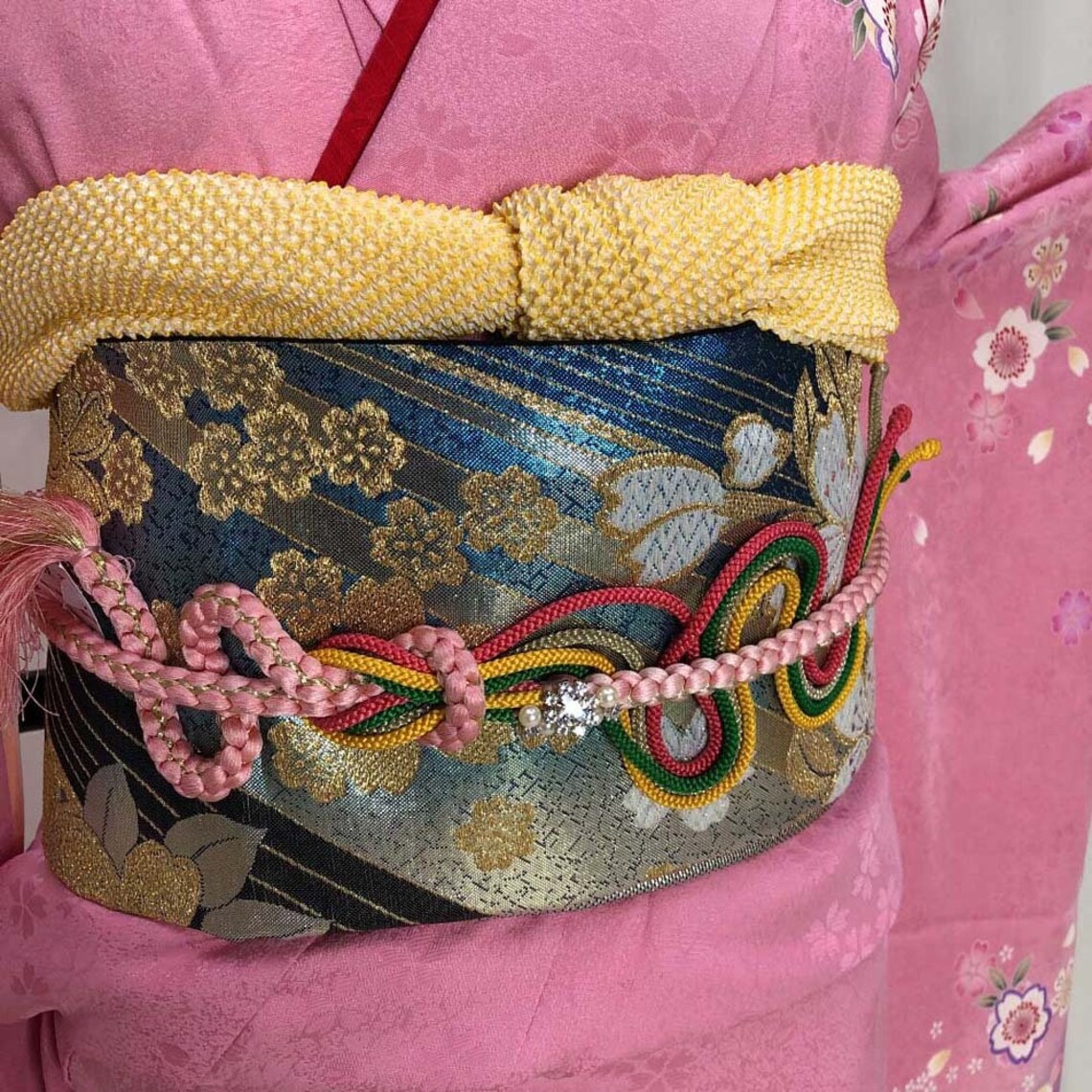 Japanese Kimono Furisode Full Set/furisode 5SET Luxurious Flower Pink ...