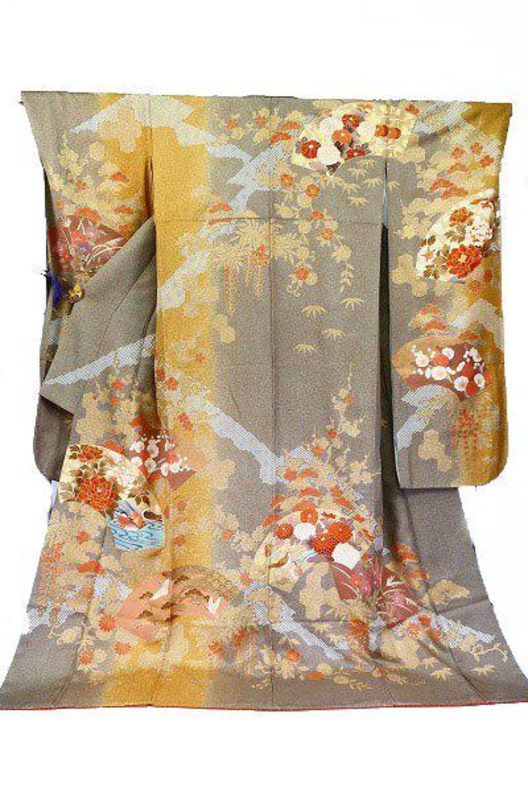 Japanese Kimono Furisode Luxurious Wedding Gorgeous Pure Silk Gold ...