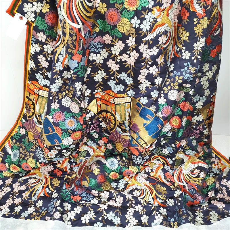 Japanese Kimono Uchikake Luxurious Wedding Flower Imperial Car Phoenix ...