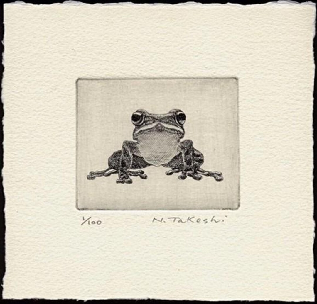NAKAI TAKESHI "frog, G" 2017 Japanese Etching Art Hand Signed Numbered ...