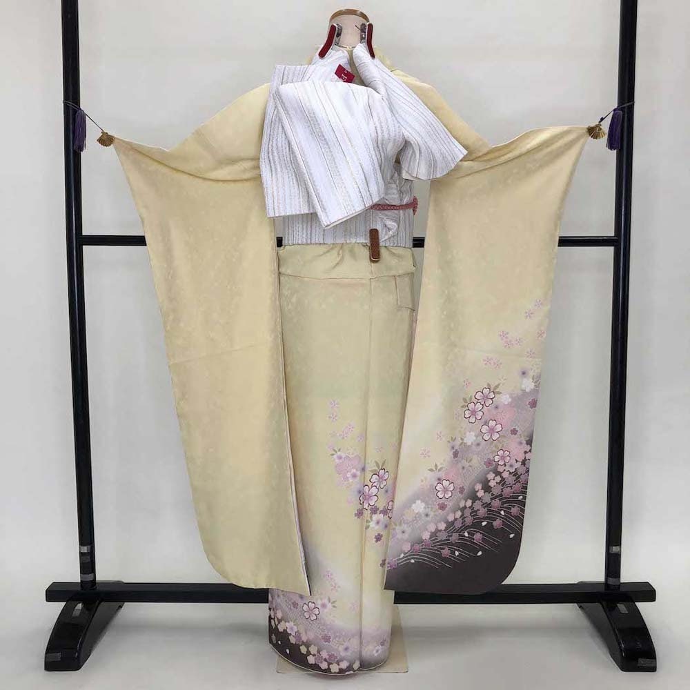 Japanese Kimono Furisode Full Set Luxurious Cherry Blossoms Small ...