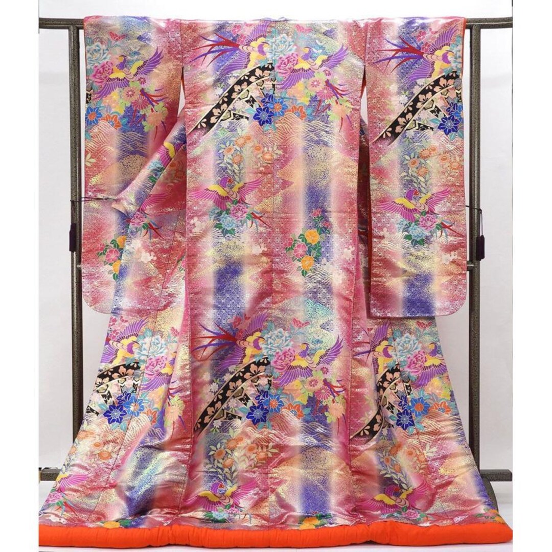 Japanese Kimono Uchikake Luxurious Wedding Pure Silk Phoenix Flower of ...