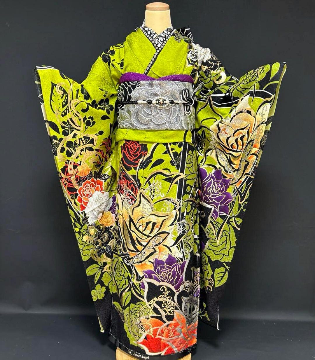 Japanese Kimono Furisode Full Set Luxurious Wedding Rose Modern Elegant ...