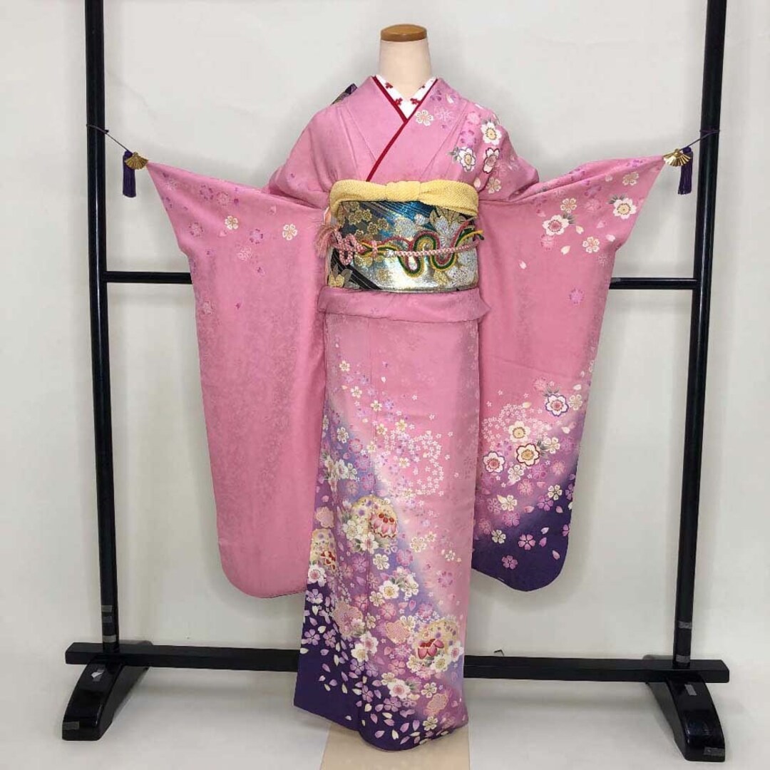 Japanese Kimono Furisode Full Set/furisode 5SET Luxurious Flower Pink ...