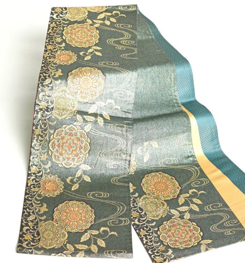 Japanese Kimono Obi Luxurious Wedding Pure Silk Fukuro Obi Flower ...