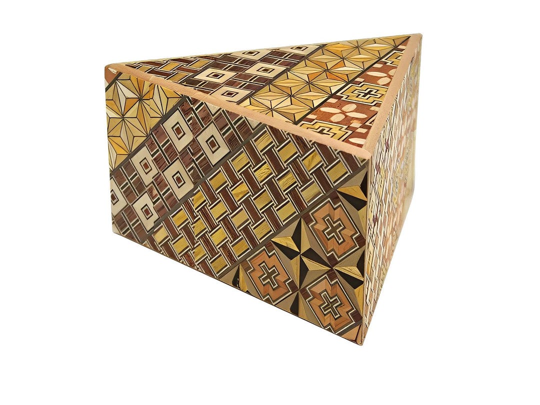 Yosegi Puzzle Box – 7 Secret Steps in a Unique Triangular Design ...