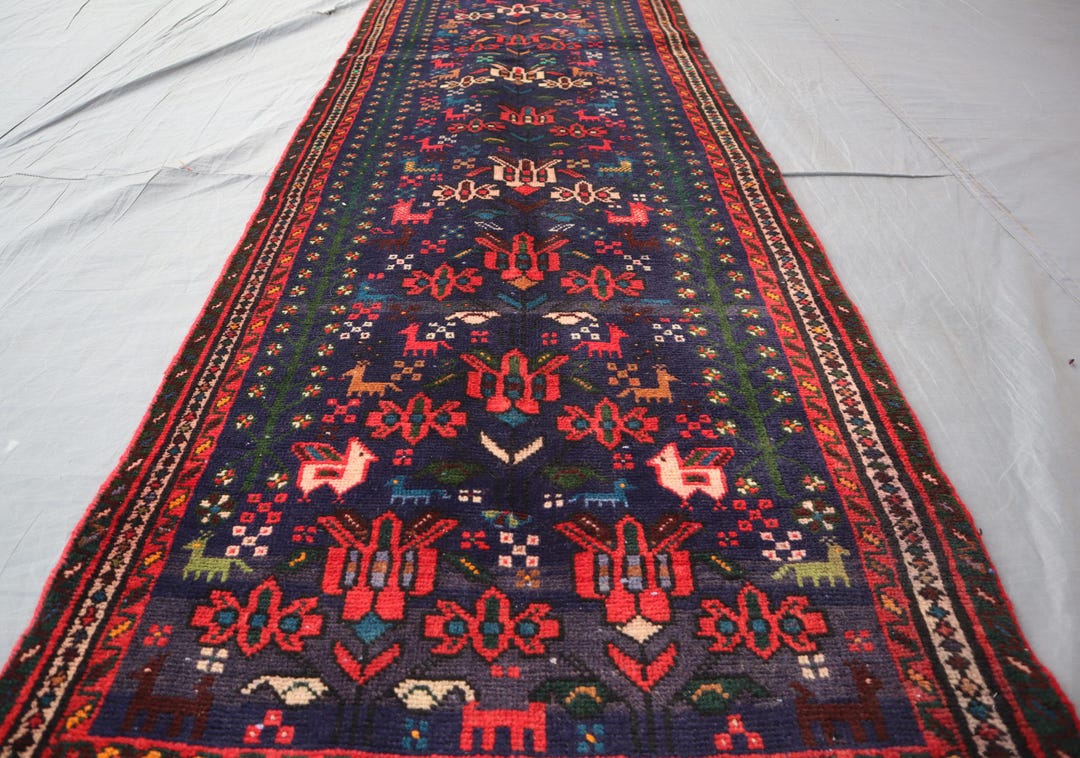 2'2x9'3 Ft Narrow Antique Runner Rug Afghan Handmade Vintage Rug Wool ...
