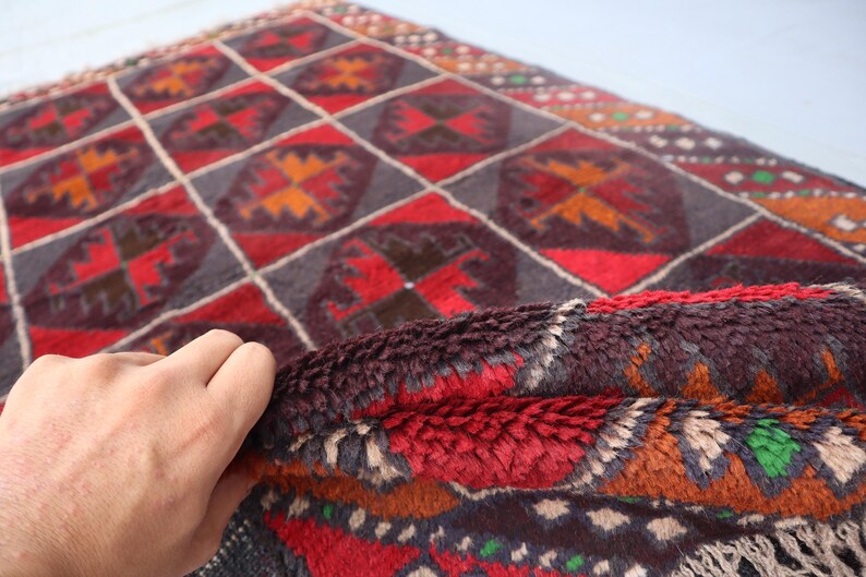4x6 Geometric Area Rug - Vintage Afghan Hand Knotted Veg Dyes Wool ...