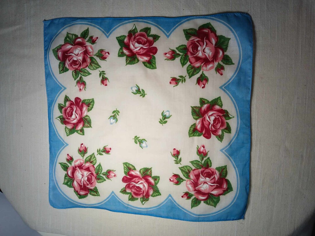 Vintage 1950's Handkerchief, Pink Roses - Etsy