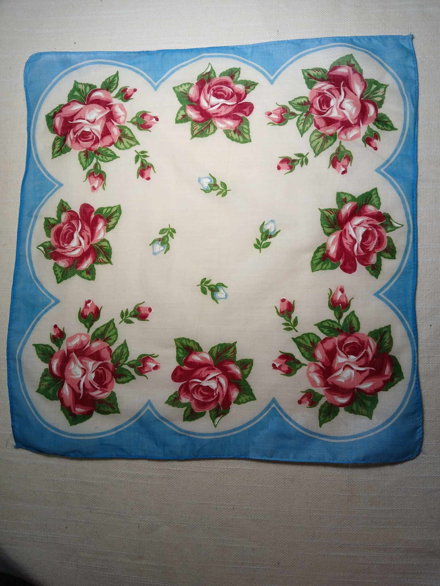 Vintage 1950's Handkerchief, Pink Roses - Etsy