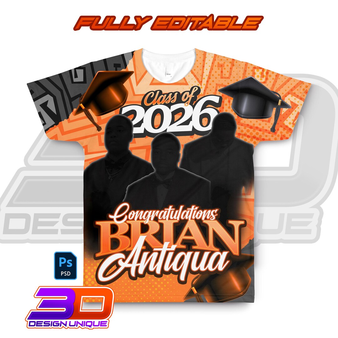 Graduation T-shirt Template PSD: Editable Senior Shirt Design ...