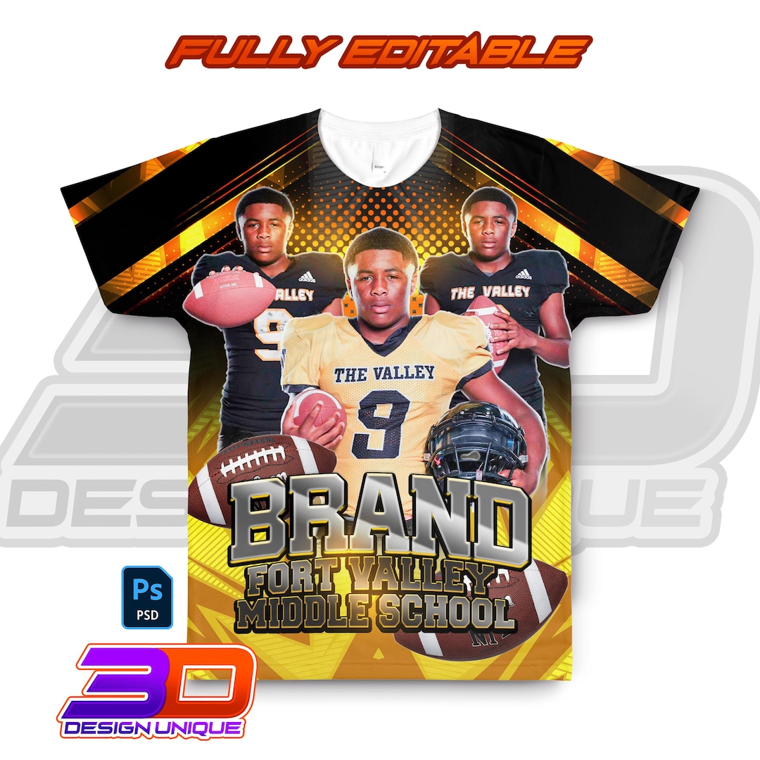Football T-shirt Design Template: Editable PSD File - Etsy