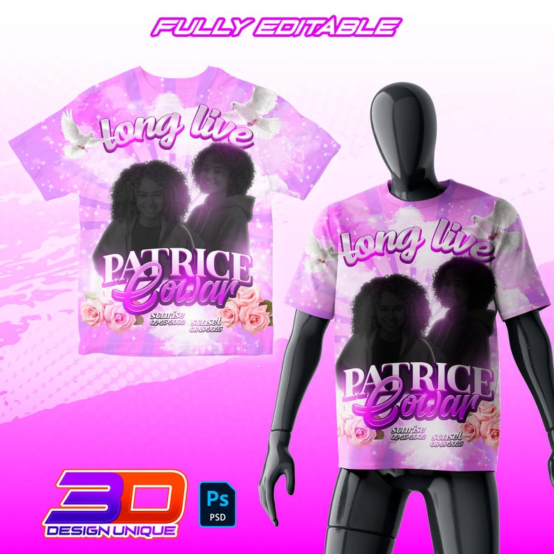 Editable Memorial T-shirt Template, RIP Photoshop PSD for Sublimation ...