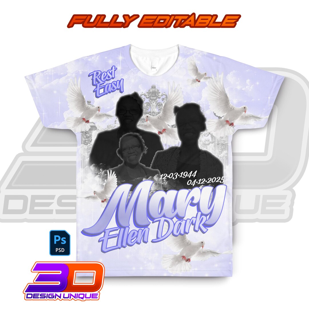 RIP Funeral T-shirt Template | Editable Memorial Shirt | Photoshop PSD ...