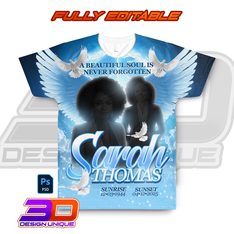 Editable Memorial Shirt Template – RIP Photoshop PSD for Sublimation ...