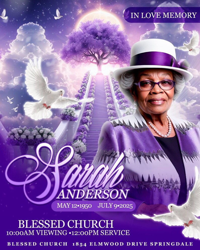 Funeral Obituary Flyer PSD – Editable Memorial Template | Printable ...