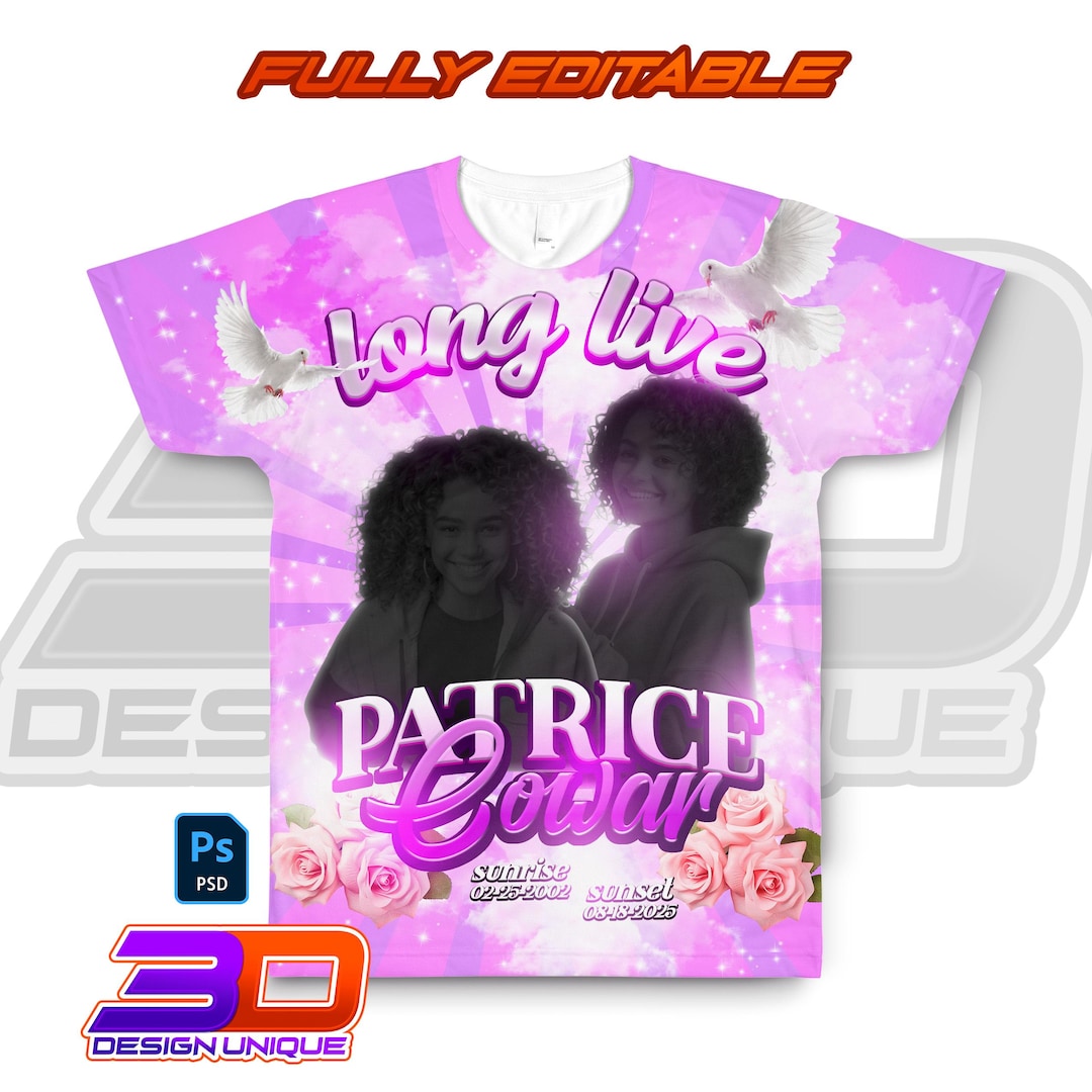 Editable Memorial T-shirt Template, RIP Photoshop PSD for Sublimation ...