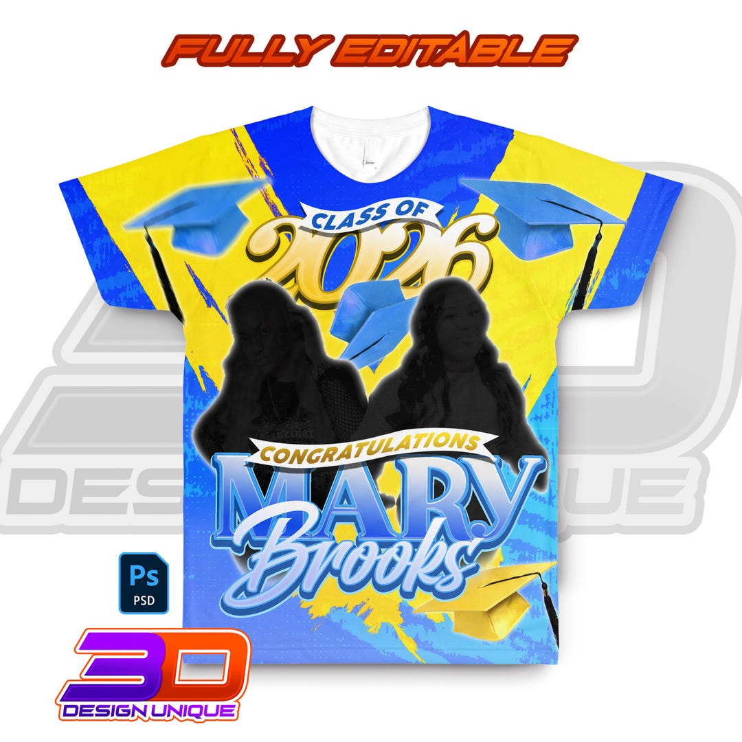 Graduation T-shirt Template PSD: Editable Senior Shirt Design ...