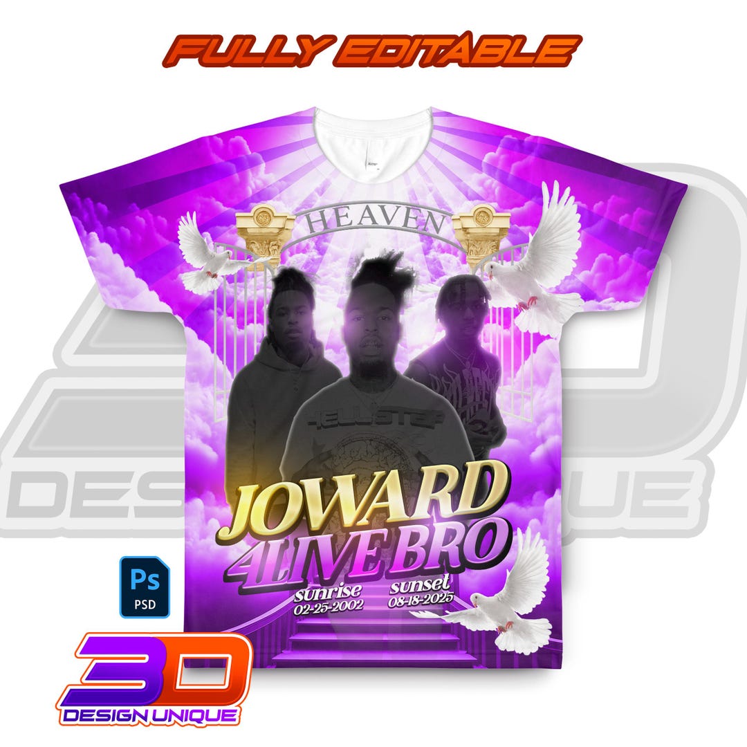Editable Memorial T-shirt Template, RIP Photoshop PSD for Sublimation ...
