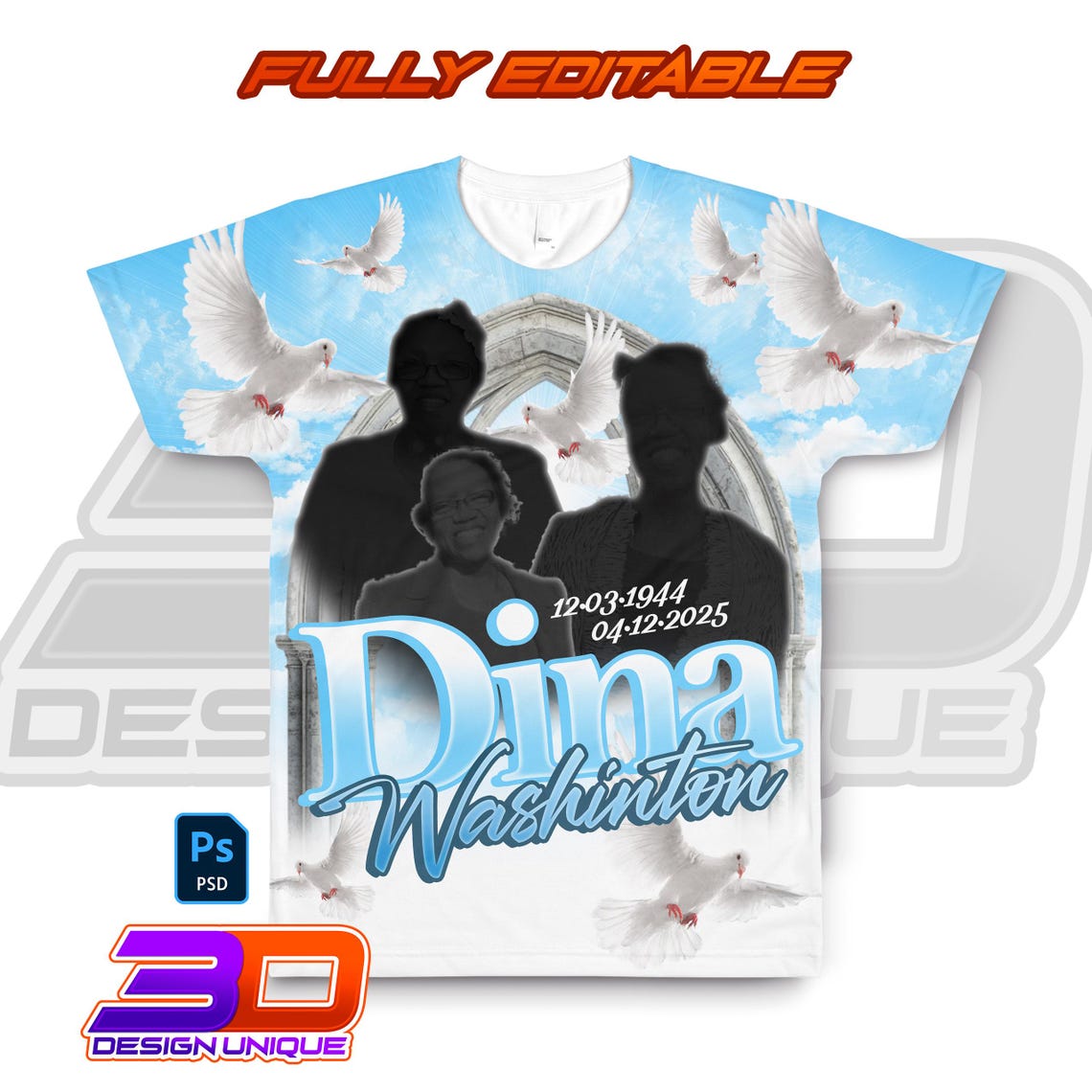 Editable Memorial Shirt Template: RIP Funeral Design (PSD Digital ...