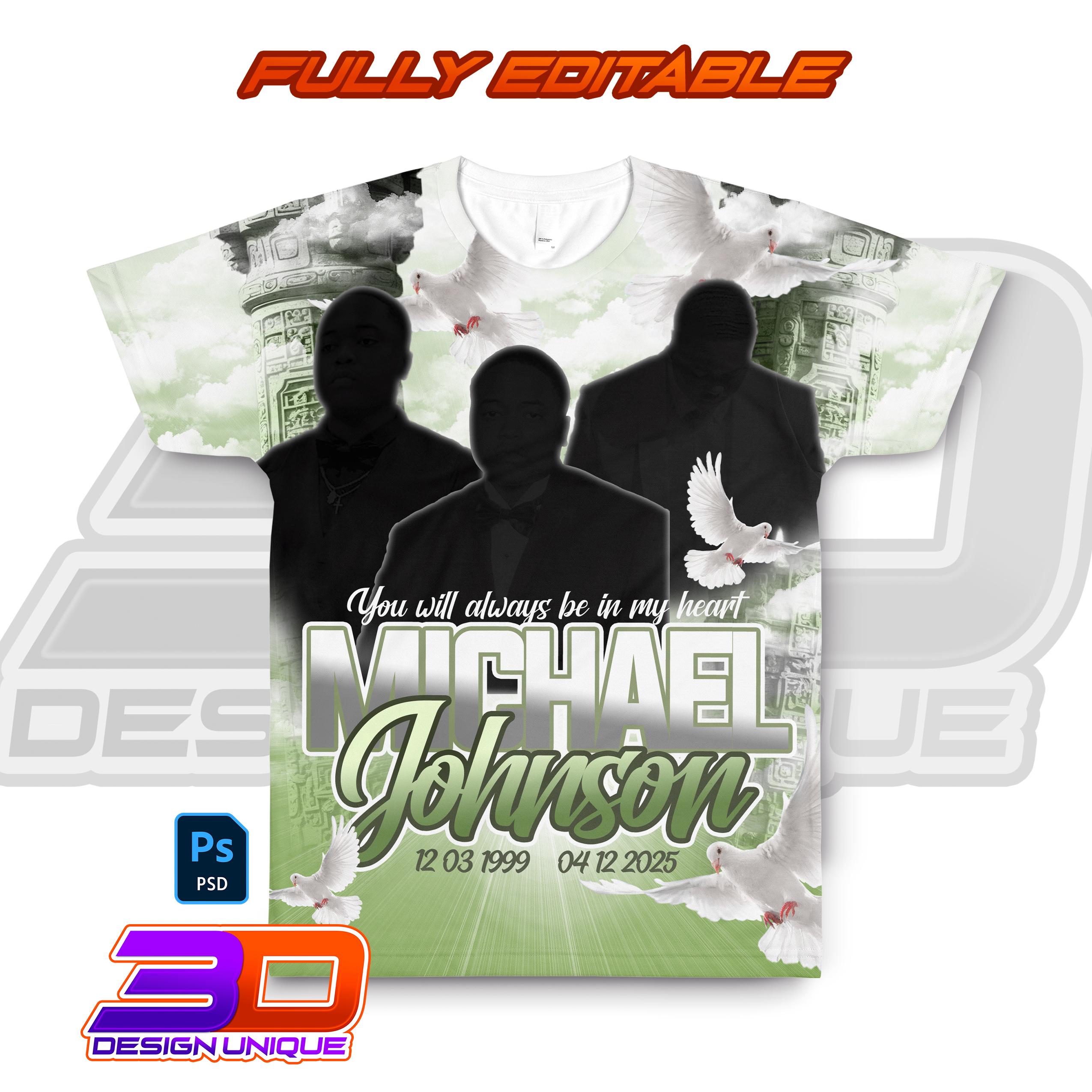 Editable Memorial T-shirt Template, RIP Photoshop PSD for Sublimation ...