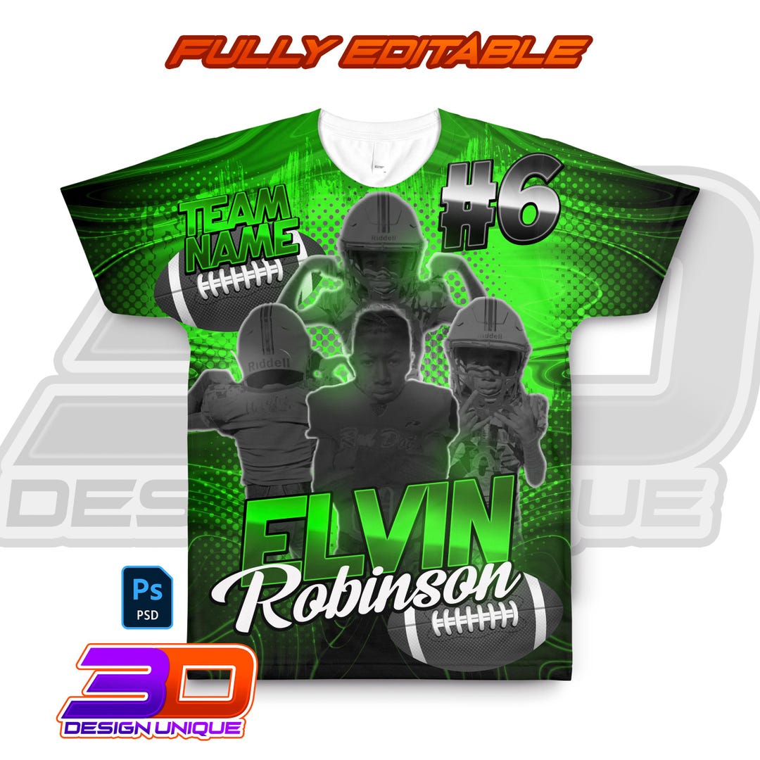 Football T-shirt Design Template: Editable Photoshop File (PSD) - Etsy