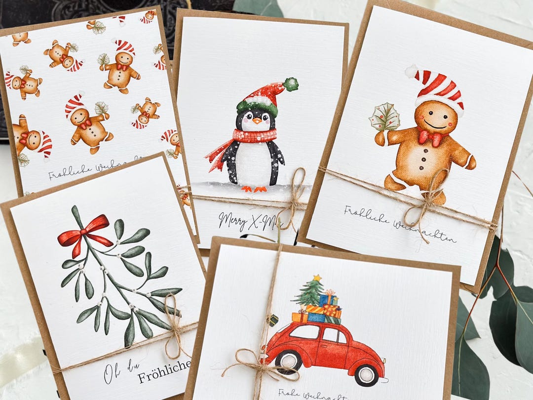 Christmas Card Set 5 Folding Cards to Give to Your Loved Ones Perfect ...